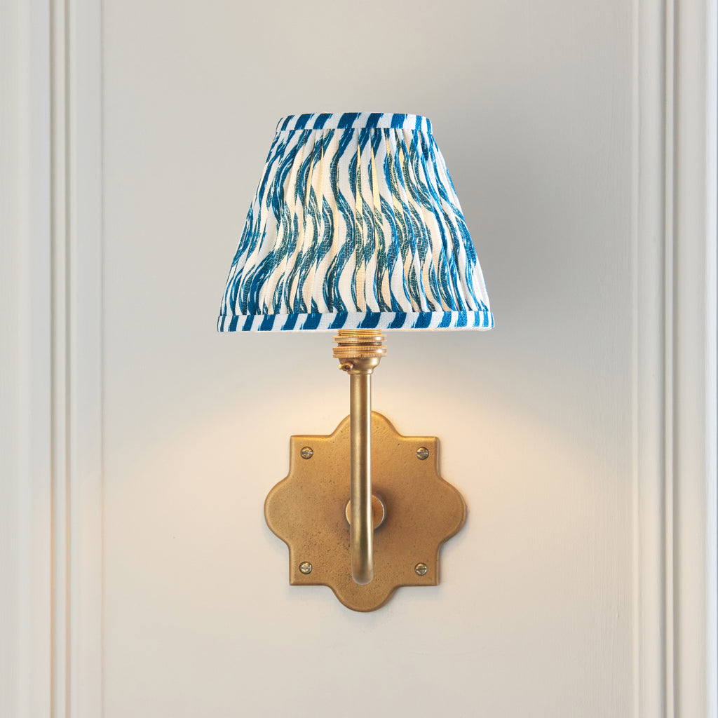 Buy Anvil Swan Antique Brass Wall Light & Ripple 16cm Blue Shade