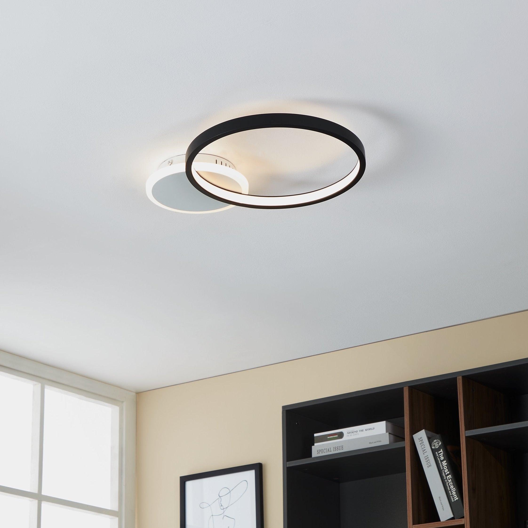 Buy Eglo Gafares LED Circle Black & White Ceiling Flush - Remote Controlled