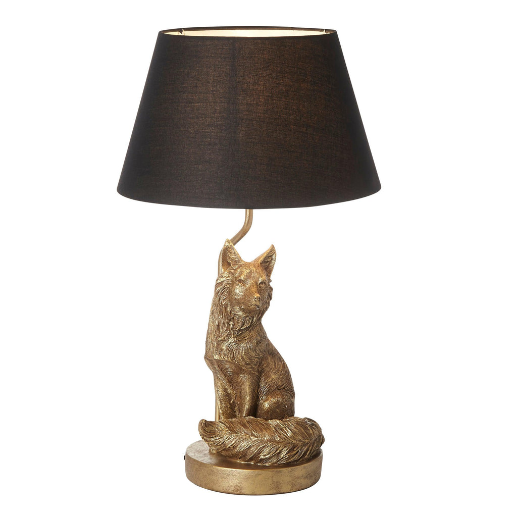 Buy Fox Figurine Gold Table Lamp - Black Shade