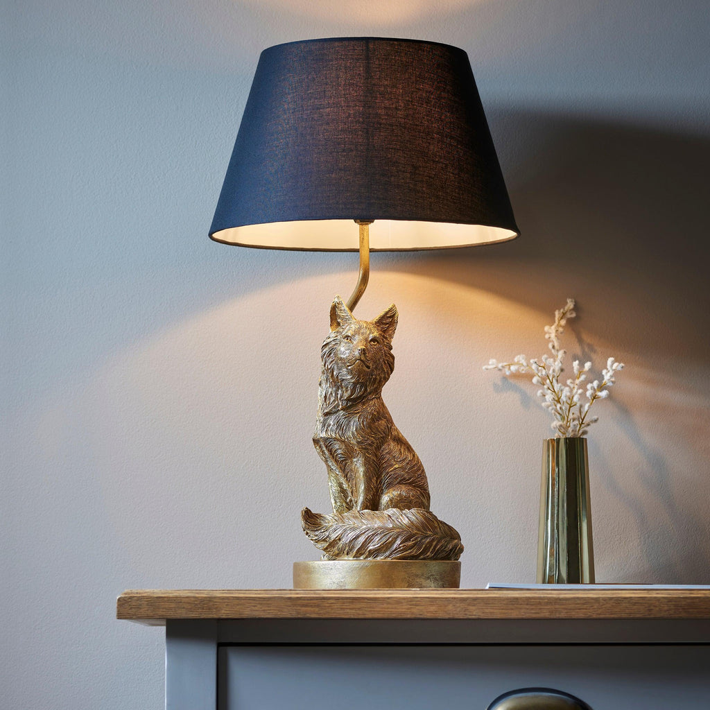 Buy Fox Figurine Gold Table Lamp - Black Shade