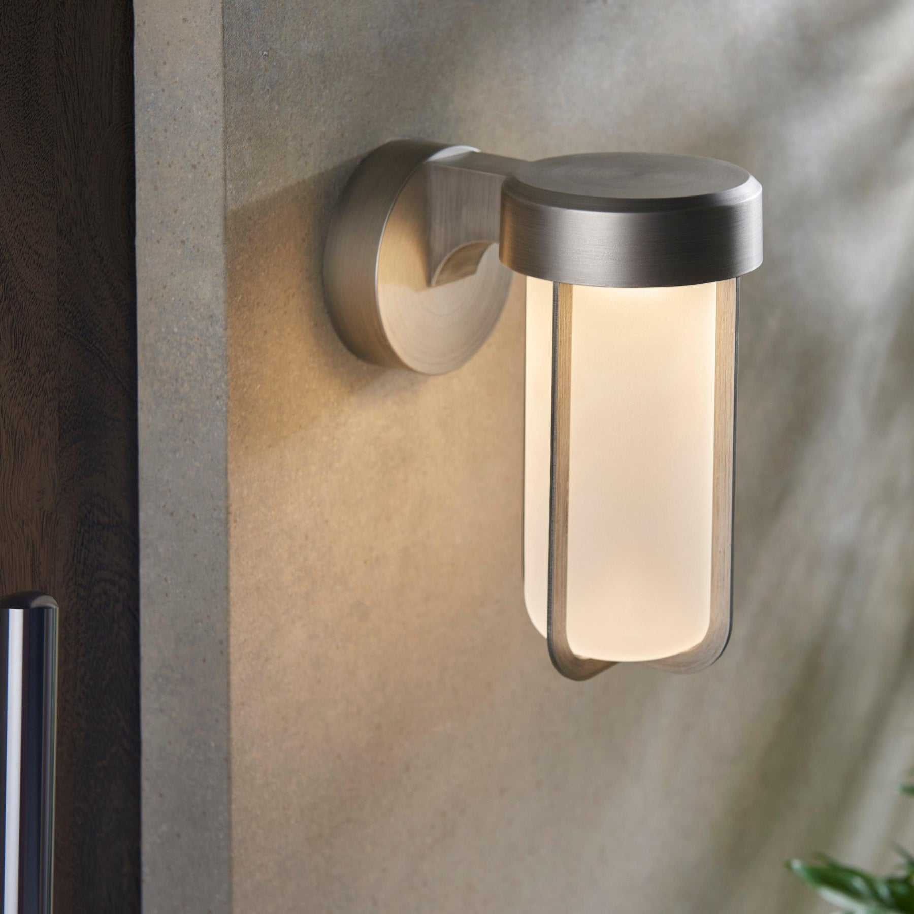 Buy Newquay LED Silver Outdoor Wall Light with Frosted Shade