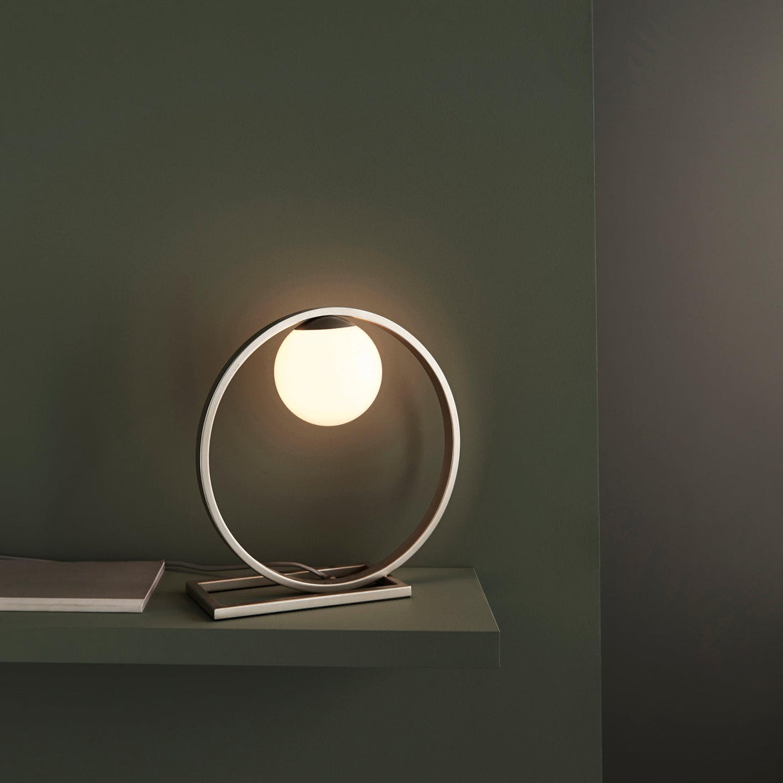 Buy Enzo Silver Modern Table Lamp - Opal Glass Shade