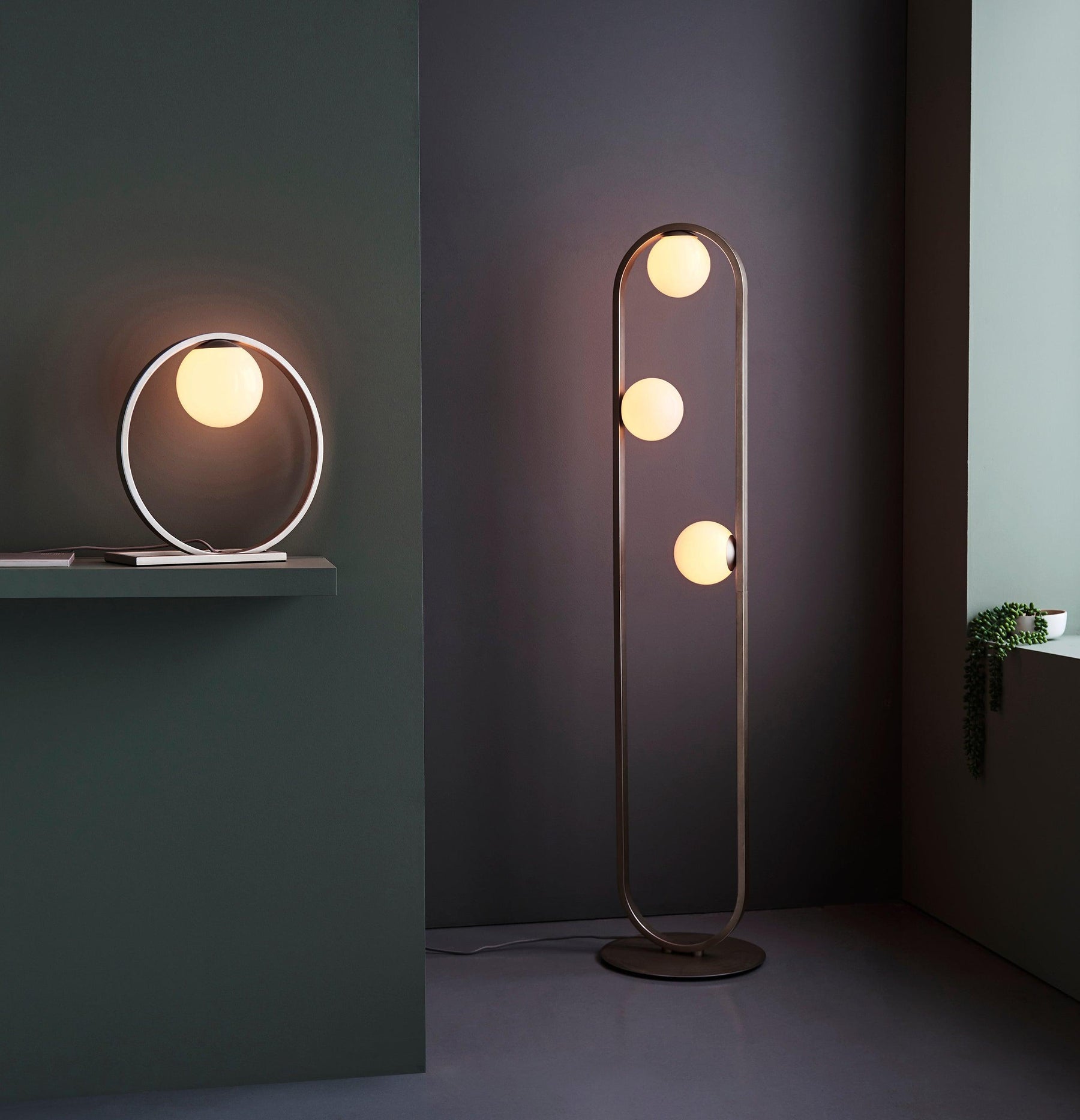 Buy Enzo Silver Modern Table Lamp - Opal Glass Shade