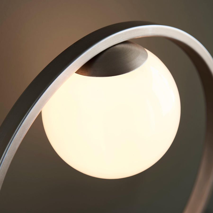 Buy Enzo Silver Modern Table Lamp - Opal Glass Shade